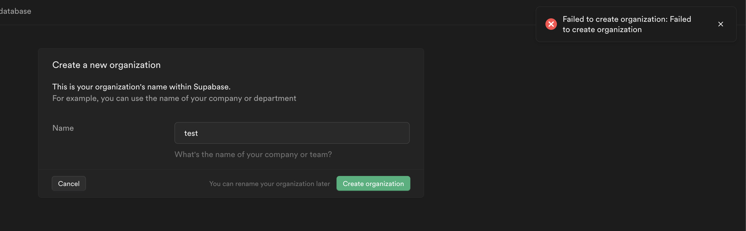 Cant Create Organizationso Cant Create Project · Issue 9046 · Supabasesupabase · Github 
