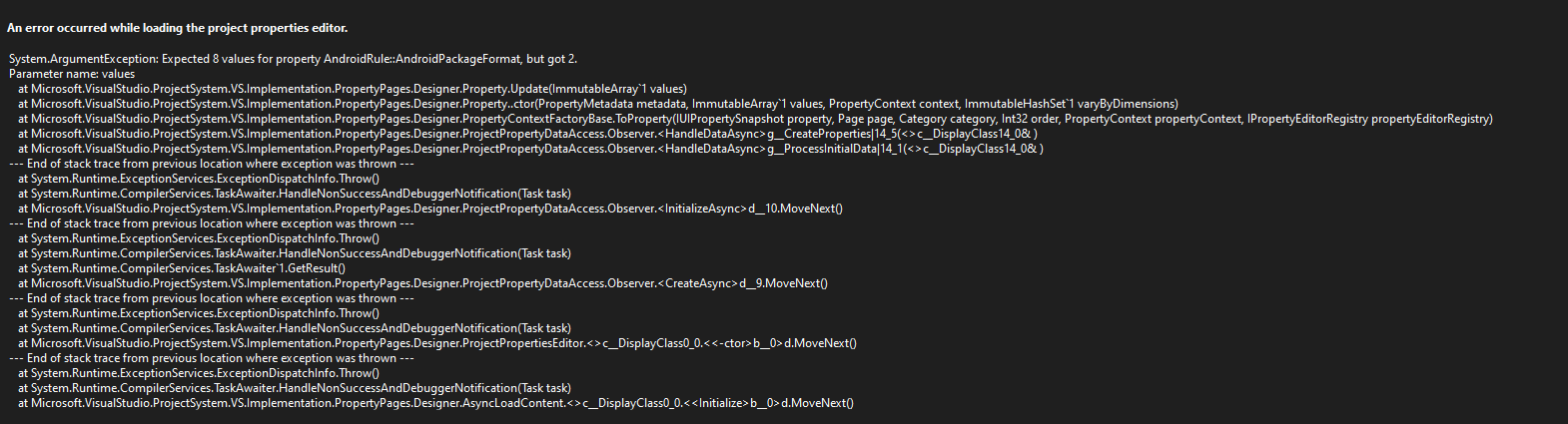 Property Pages Crash In 8 Maui · Issue 8876 · Dotnet Project System · Github