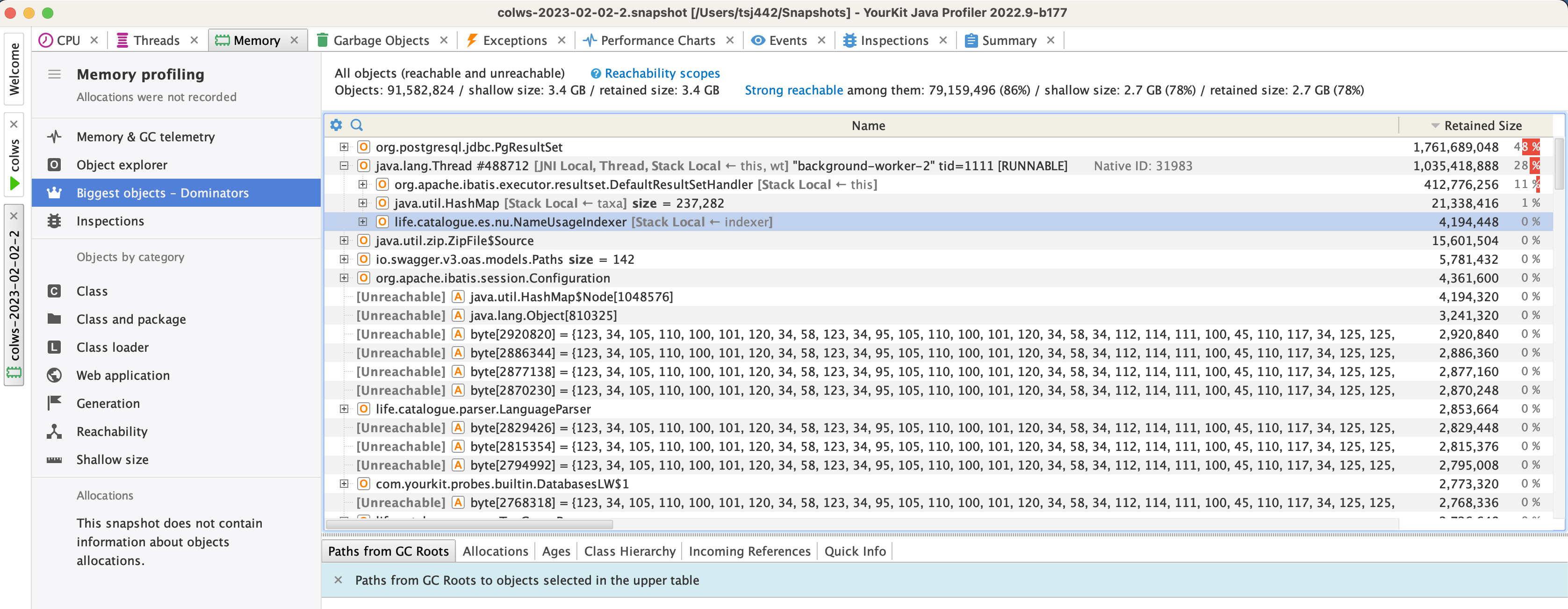Memory leak in indexing job · Issue #1196 · CatalogueOfLife/backend · GitHub