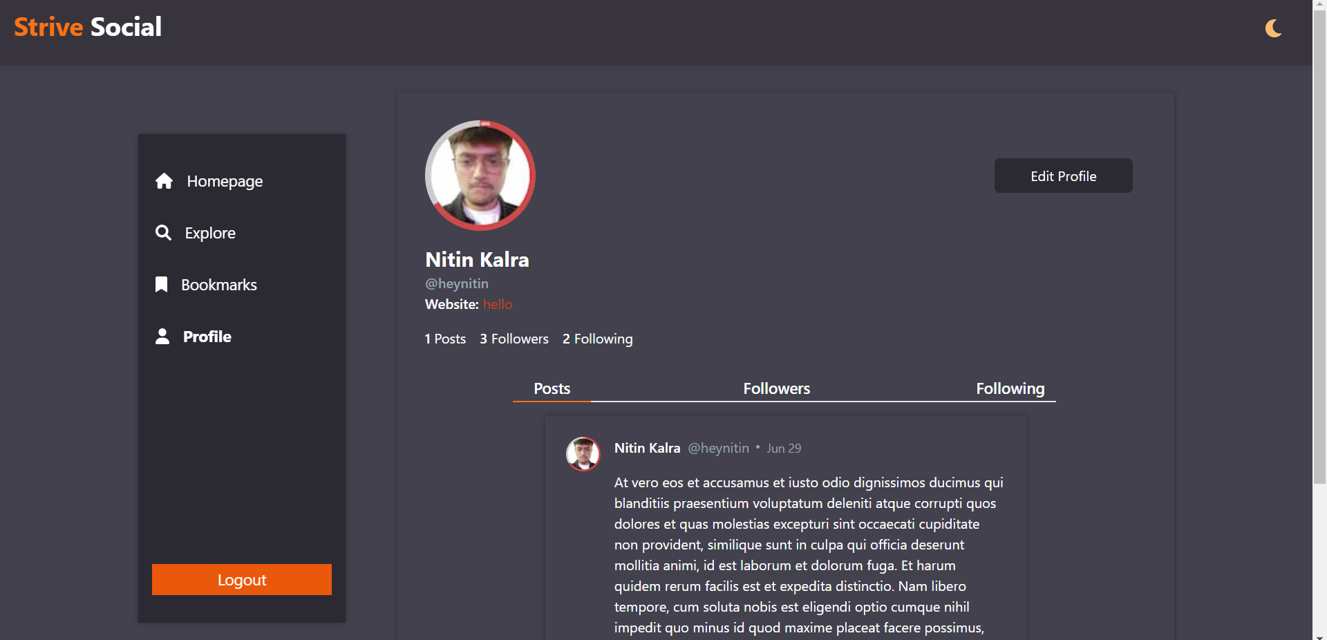GitHub - HeyNitin/Strive-Social: Strive-Social is a social media app for people to come and ...
