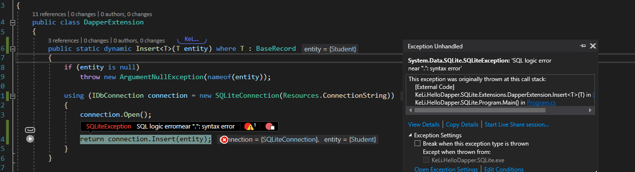 SQLiteDialect prefixes column names with table name on insert · Issue #140 · tmsmith/Dapper ...