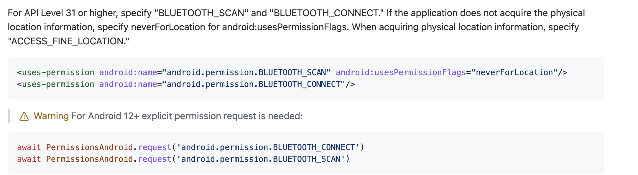 Bluetooth printer not discovered on android 12+ · Issue #85 · tr3v3r/react-native-esc-pos ...