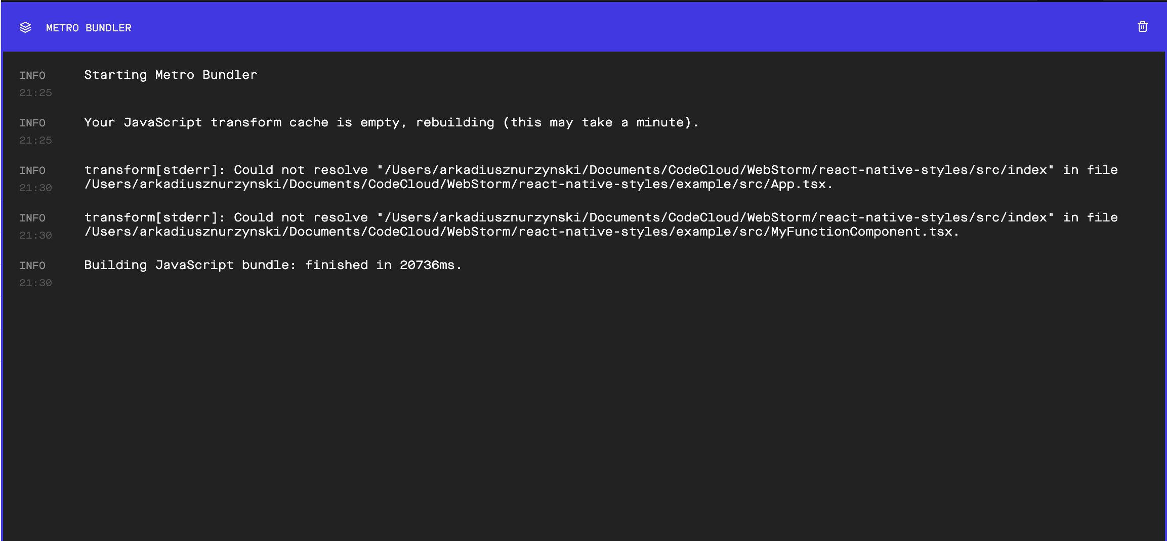 Multiple Transform[stderr] Could Not Resolve Errors In Example App · Issue 127 · Callstack