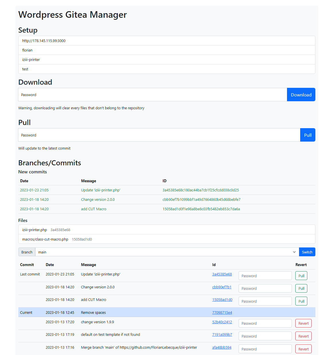 Github Florianlebecquewordpress Gitea Manager Little Single File 1810