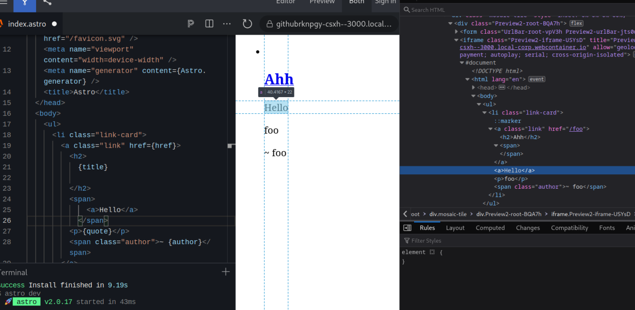 Nesting anchor tags breaks DOM structure · Issue #6417 · withastro/astro · GitHub