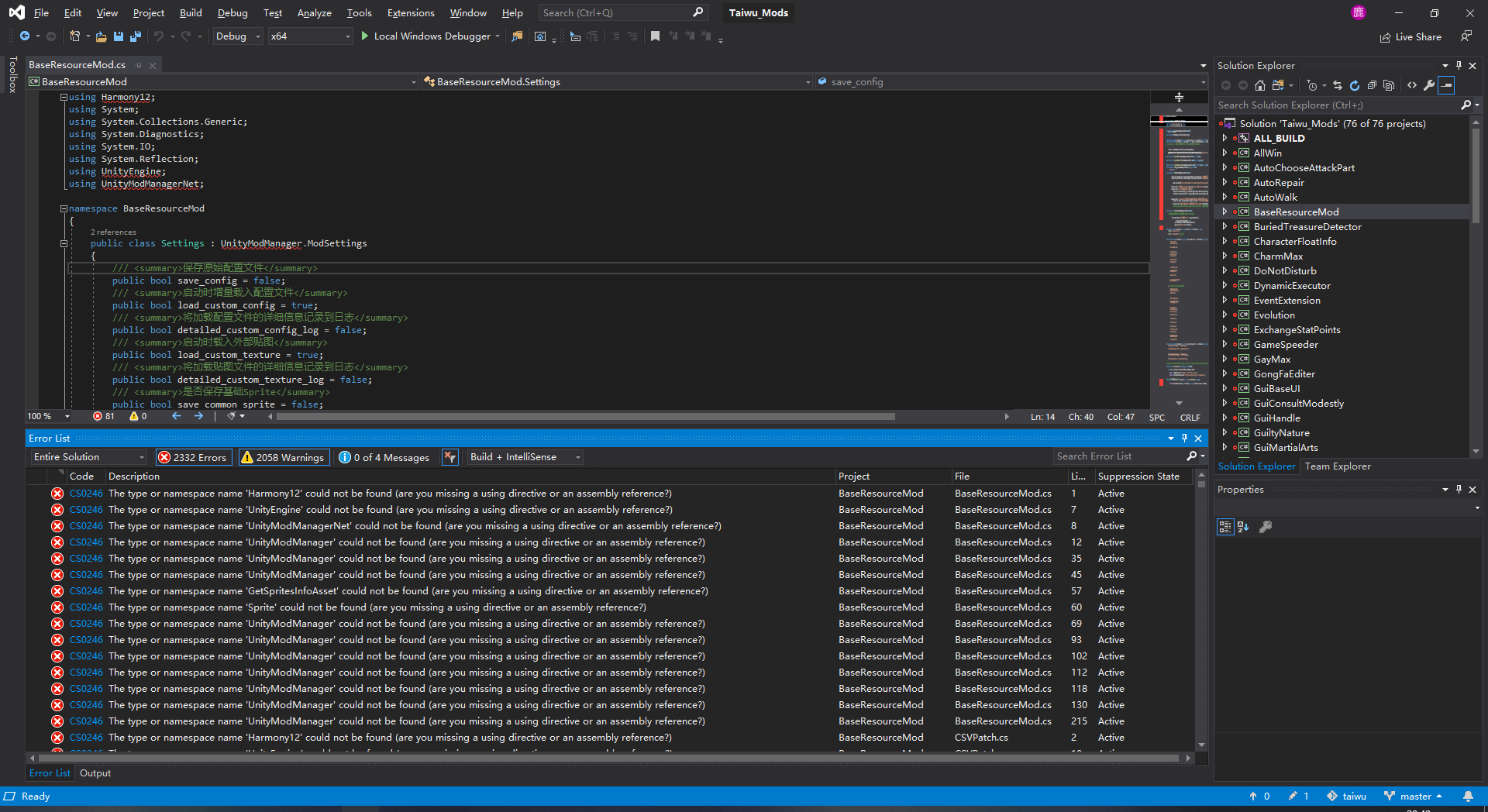 cmake生成解决方案之后build保错 · Issue #256 · phorcys/Taiwu_mods · GitHub