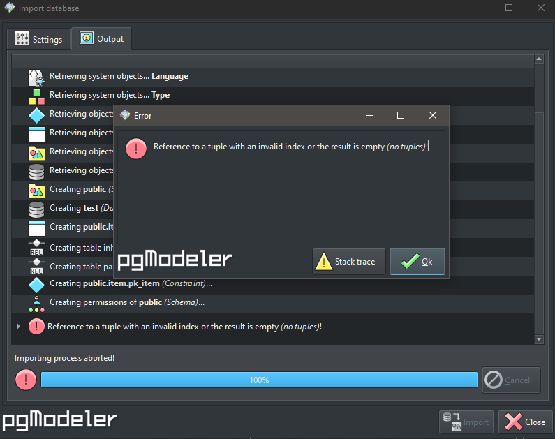 Error importing or diff · Issue #1797 · pgmodeler/pgmodeler · GitHub