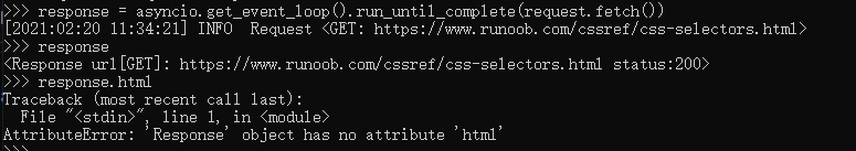 AttributeError: 'Response' object has no attribute 'html' · Issue #130 · howie6879/ruia · GitHub