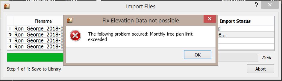 "Fix Elevation Data Not Possible : Monthly Free Plan Limit Exceeded ...