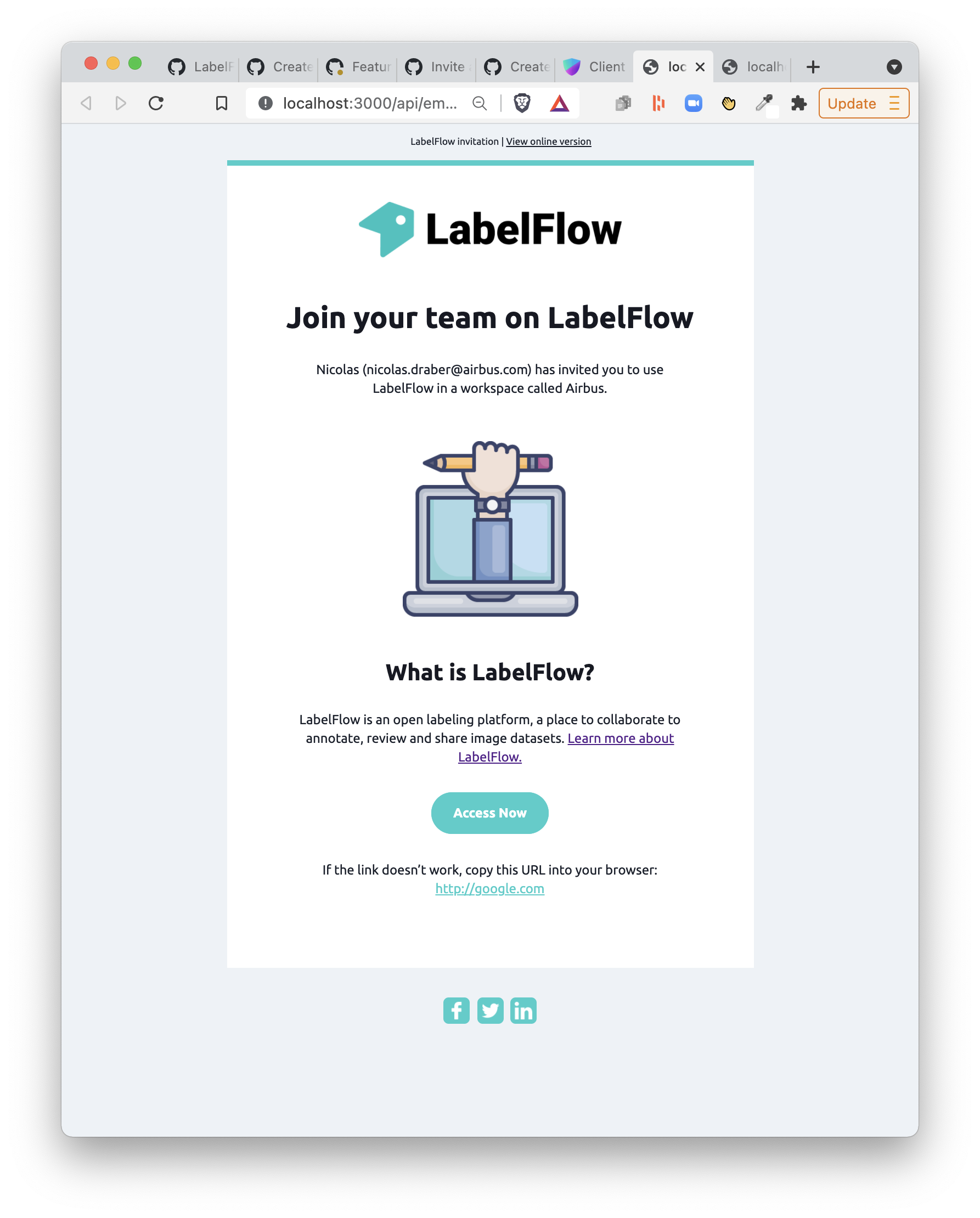 Create the workspace invitation email · Issue #463 · labelflow/labelflow · GitHub