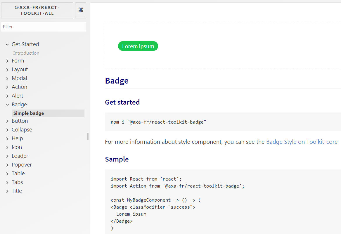 Docs Adding Documentation Css Sass To Badge · Issue 55 · Axafrance React Toolkit · Github