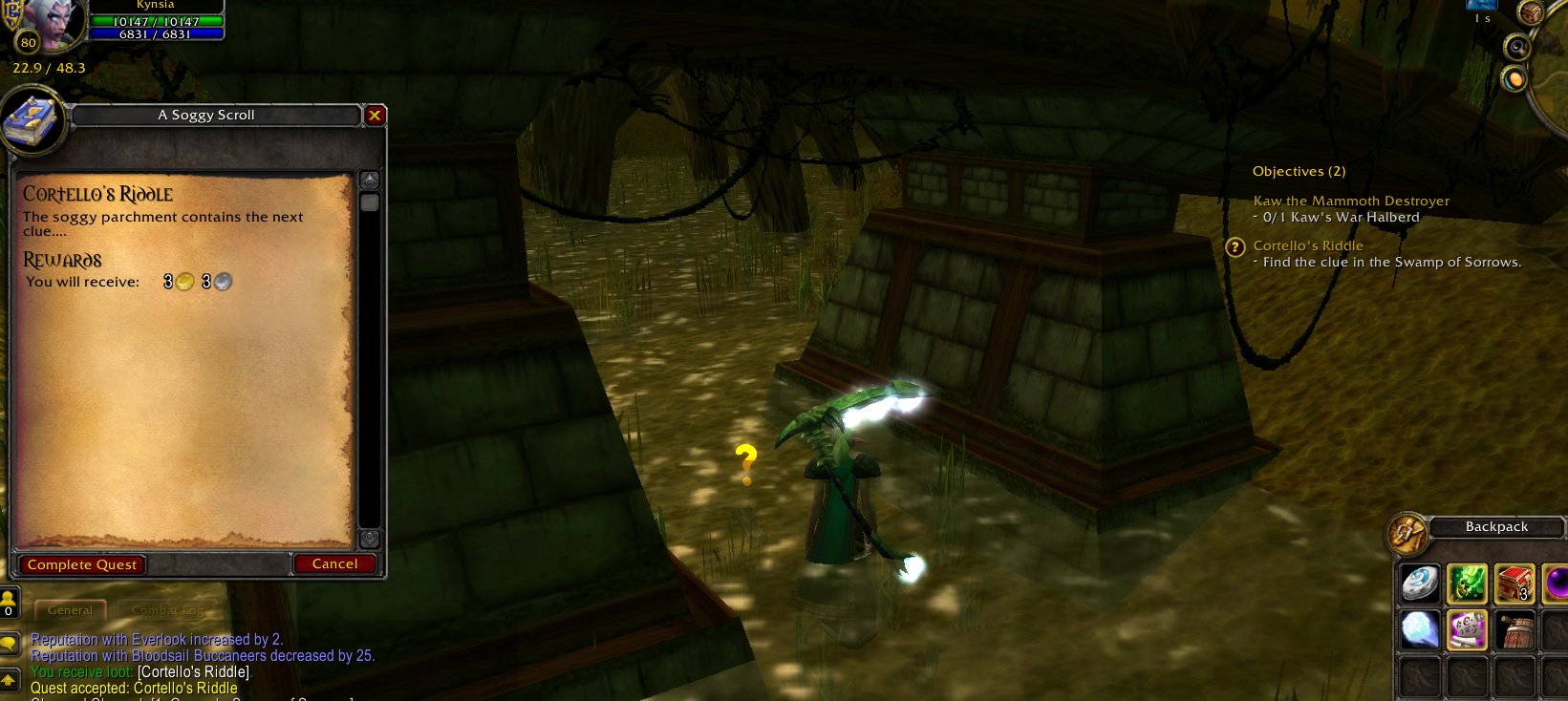 Riddle quest chain not completed (probably tbc and classic affected ...