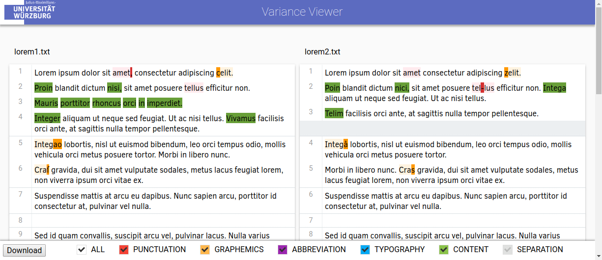 GitHub - cs6-uniwue/Variance-Viewer: Automatic text comparison with an extendable variance ...