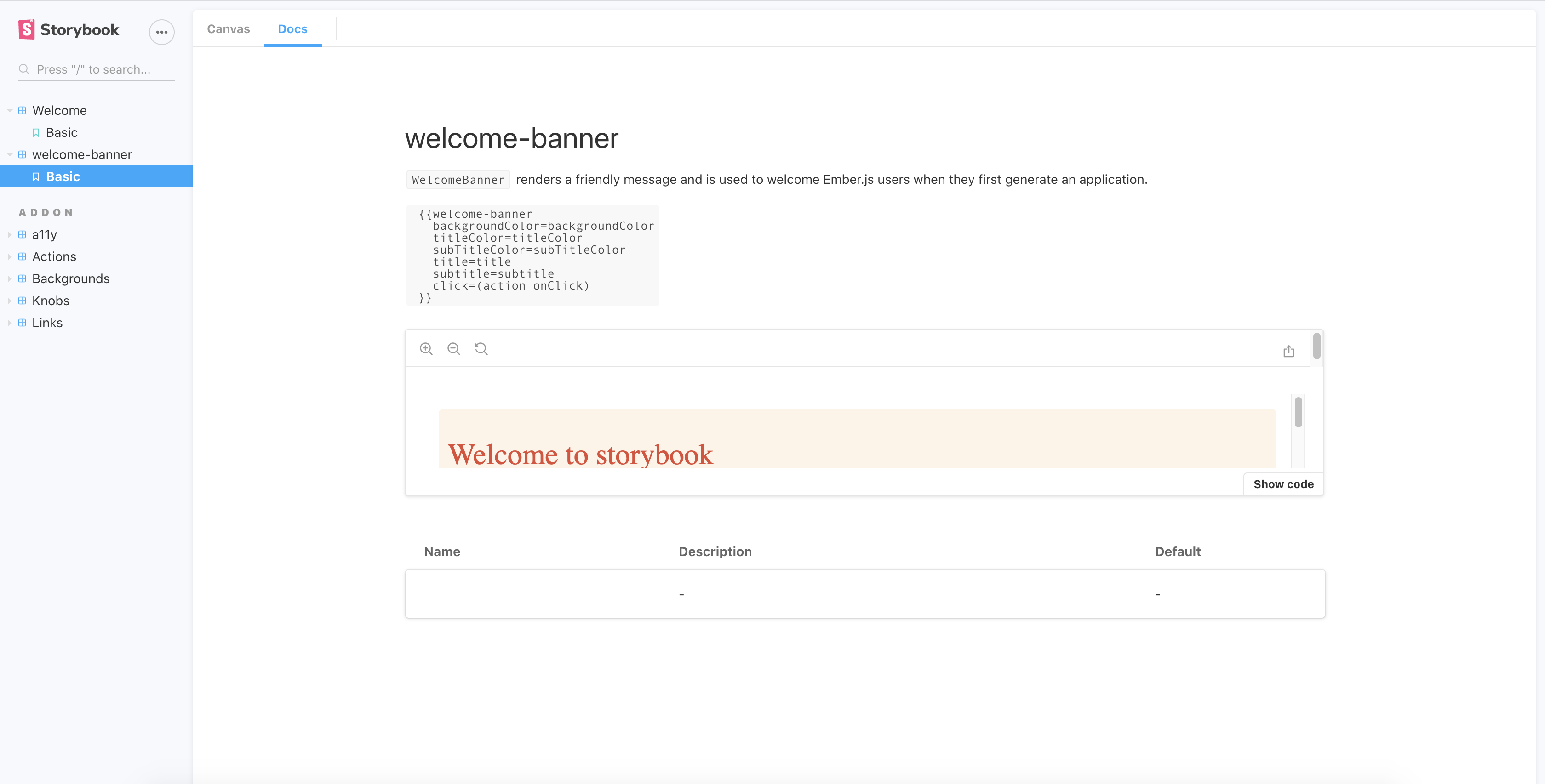 Addon Docs Ember Props Arent Displaying · Issue 10524 · Storybookjsstorybook · Github 