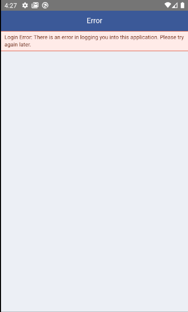 Login error there is an error in logging you into this application. please try again later ...