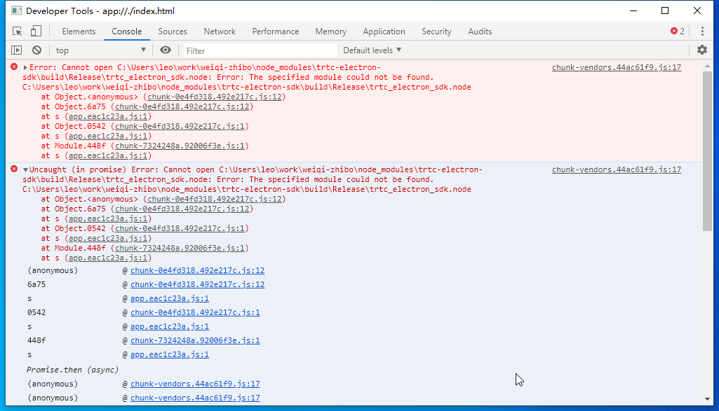 【Electron】-【7.0.146】【打包完trtc-electron-sdk.node 路径报错，显示的是开发环境的路径】 · Issue #177 · tencentyun ...