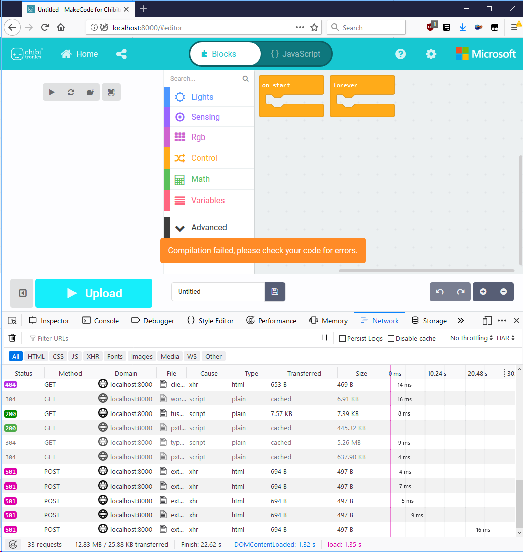"Upload" doesn't work with `make staticpkg` · Issue #5359 · microsoft/pxt · GitHub
