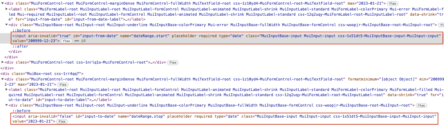 [MUI] and [Material] `min` and `max` properties are not being applied to a Date field · Issue ...