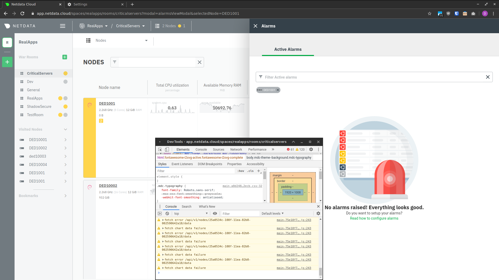 Netdata Cloud Alarms Not Viewable · Issue 9385 · Netdata Netdata · Github