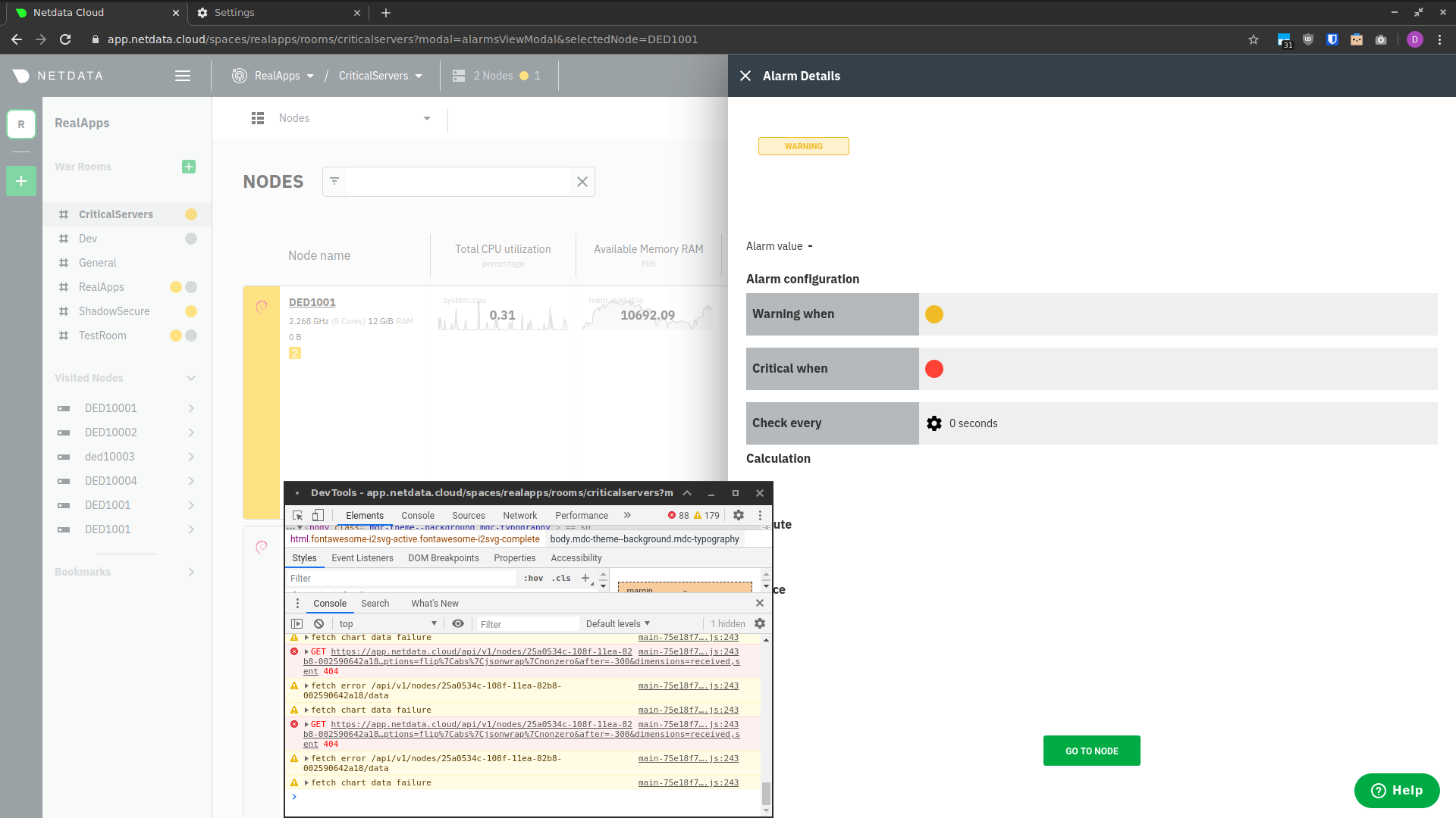 Netdata Cloud Alarms Not Viewable · Issue 9385 · Netdata Netdata · Github