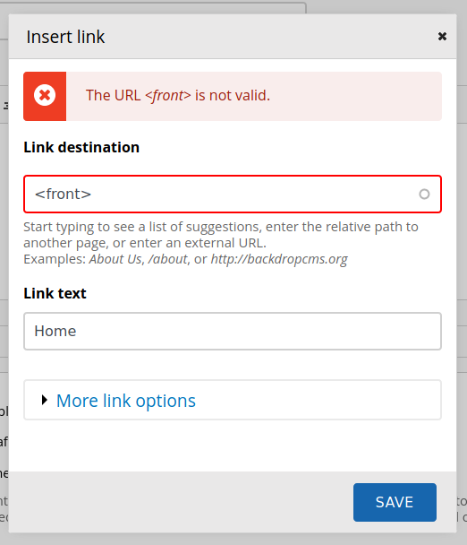 autocomplete-enabled link field complains that ' ' is not a valid URL ...