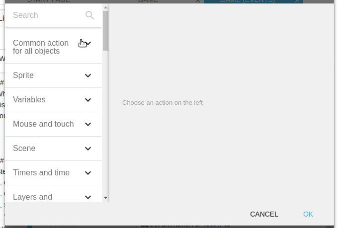 List of expressions starts at the bottom of the list · Issue #858 · 4ian/GDevelop · GitHub
