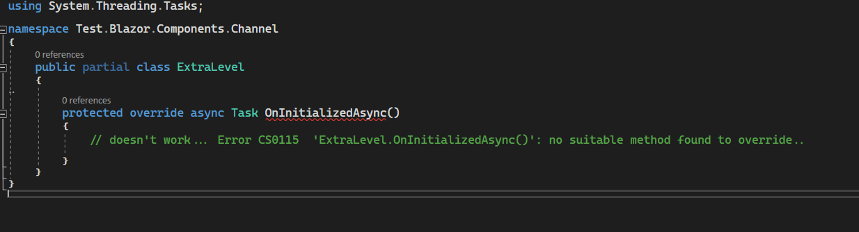 Blazor Components in nested (2 level deep) don´t inherit from Microsoft.AspNetCore.Components ...