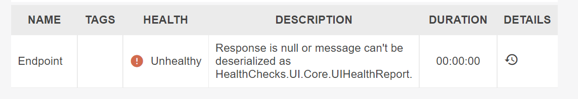 Response Is Null Or Message Cant Be Deserialized As Healthchecksuicoreuihealthreport When