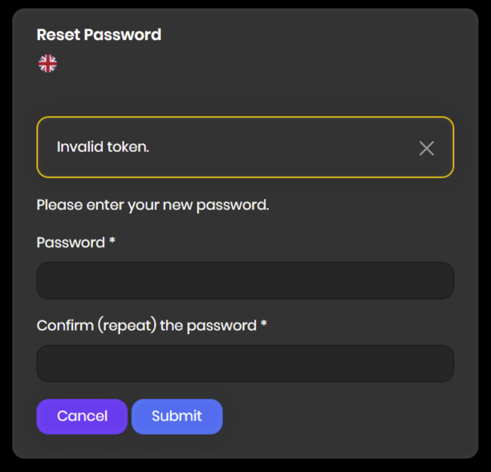 The reset password link should be usable for single use (and not display "invalid token ...