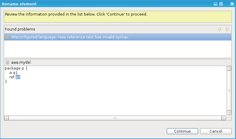 Missleading warning when refactoring · Issue #317 · eclipse-archived/xtext-eclipse · GitHub