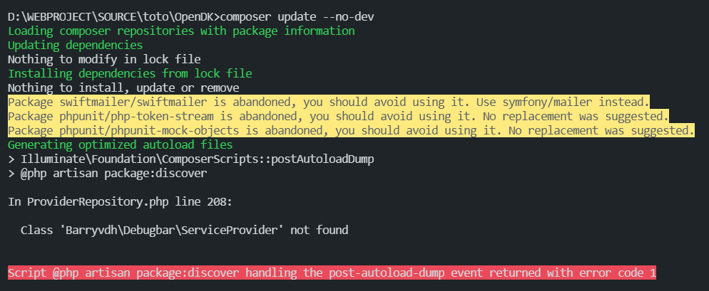 Class Barryvdhdebugbarserviceprovider Not Found · Issue 289