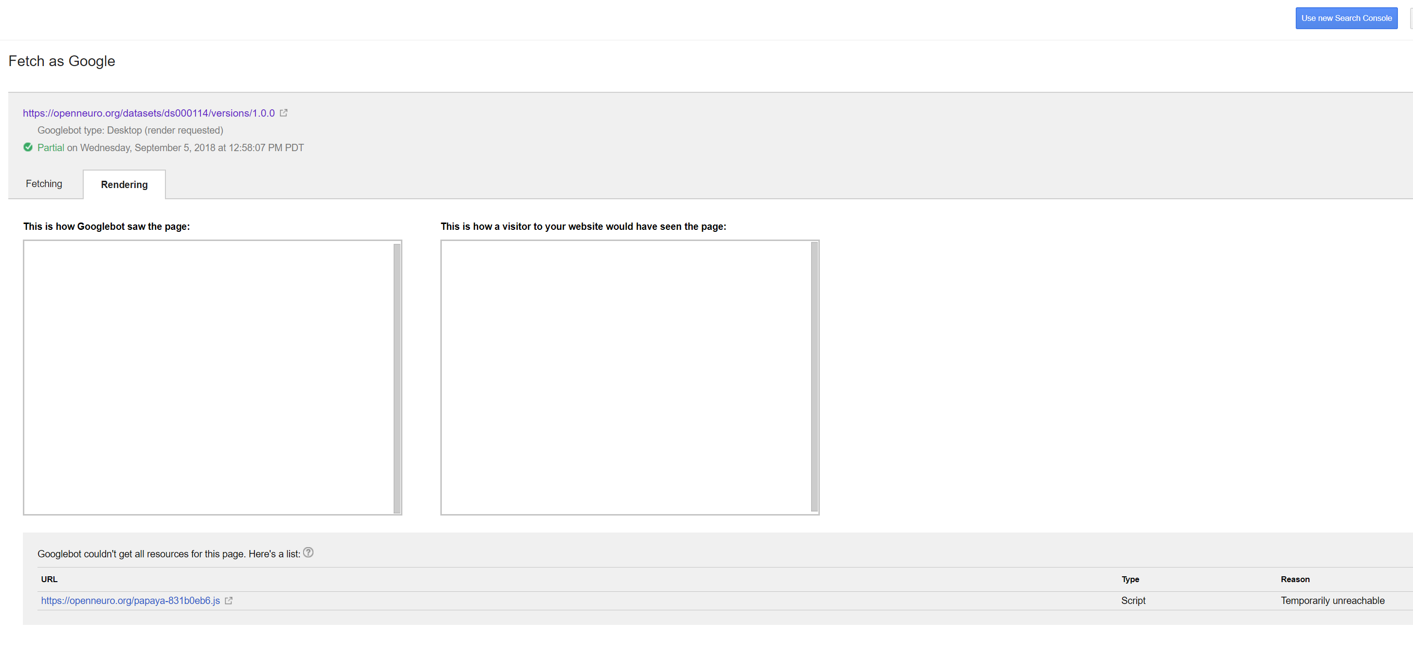 Fetch as Google renders blank page · Issue #835 · OpenNeuroOrg/openneuro · GitHub