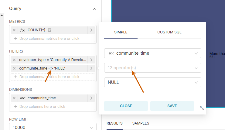 In chart editor opening existing filter will not show actual operation ...