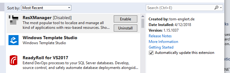 ResXManager not working in VS 2017 15.6.6 · Issue #117 · dotnet/ResXResourceManager · GitHub