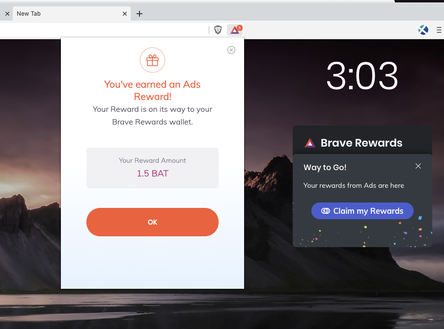NTP claim rewards notification doesn't go away after clicking on it and ...