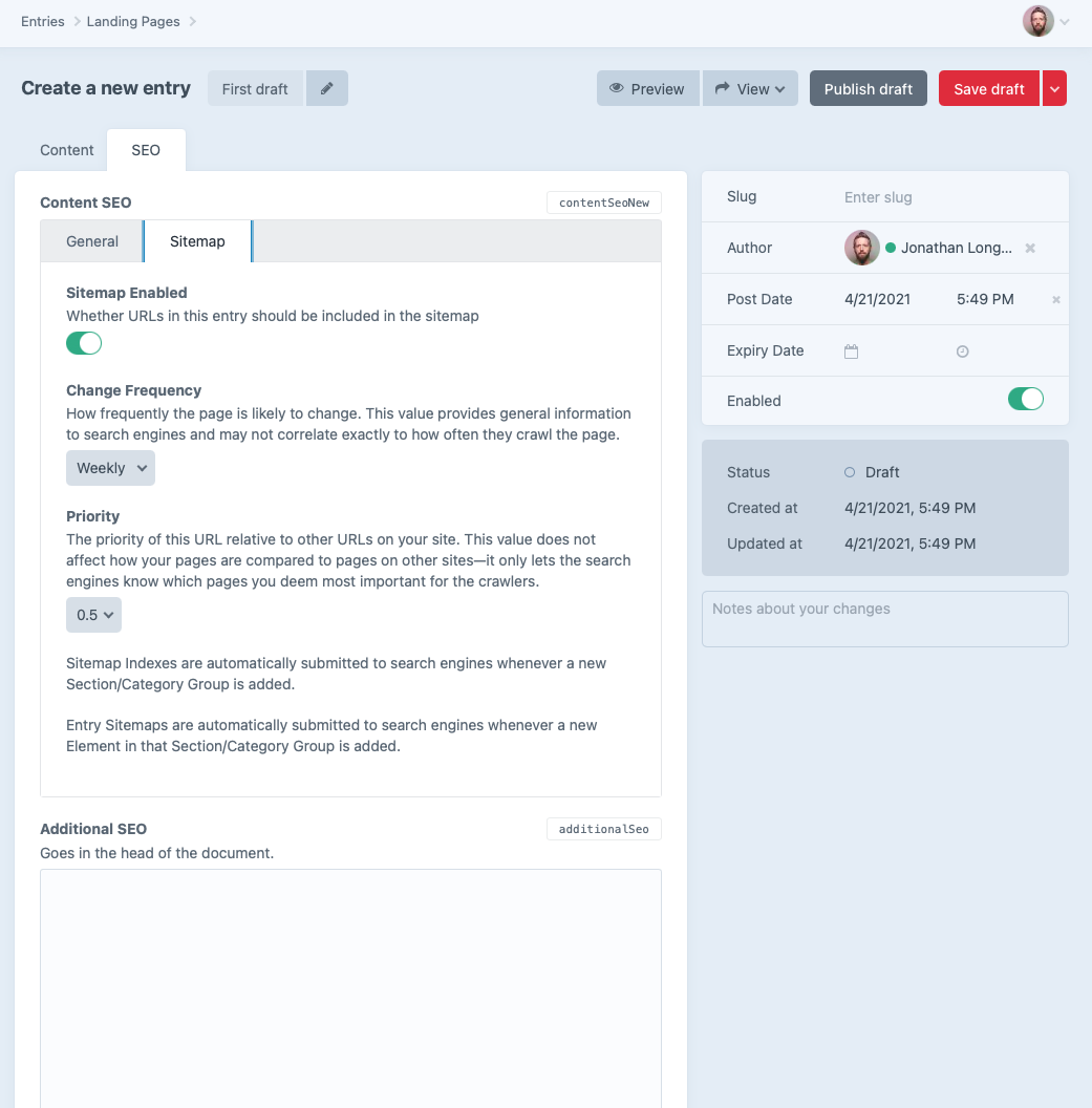 Sitemap priority in content SEO settings stuck at 0.5 for every entry. · Issue #871 ...