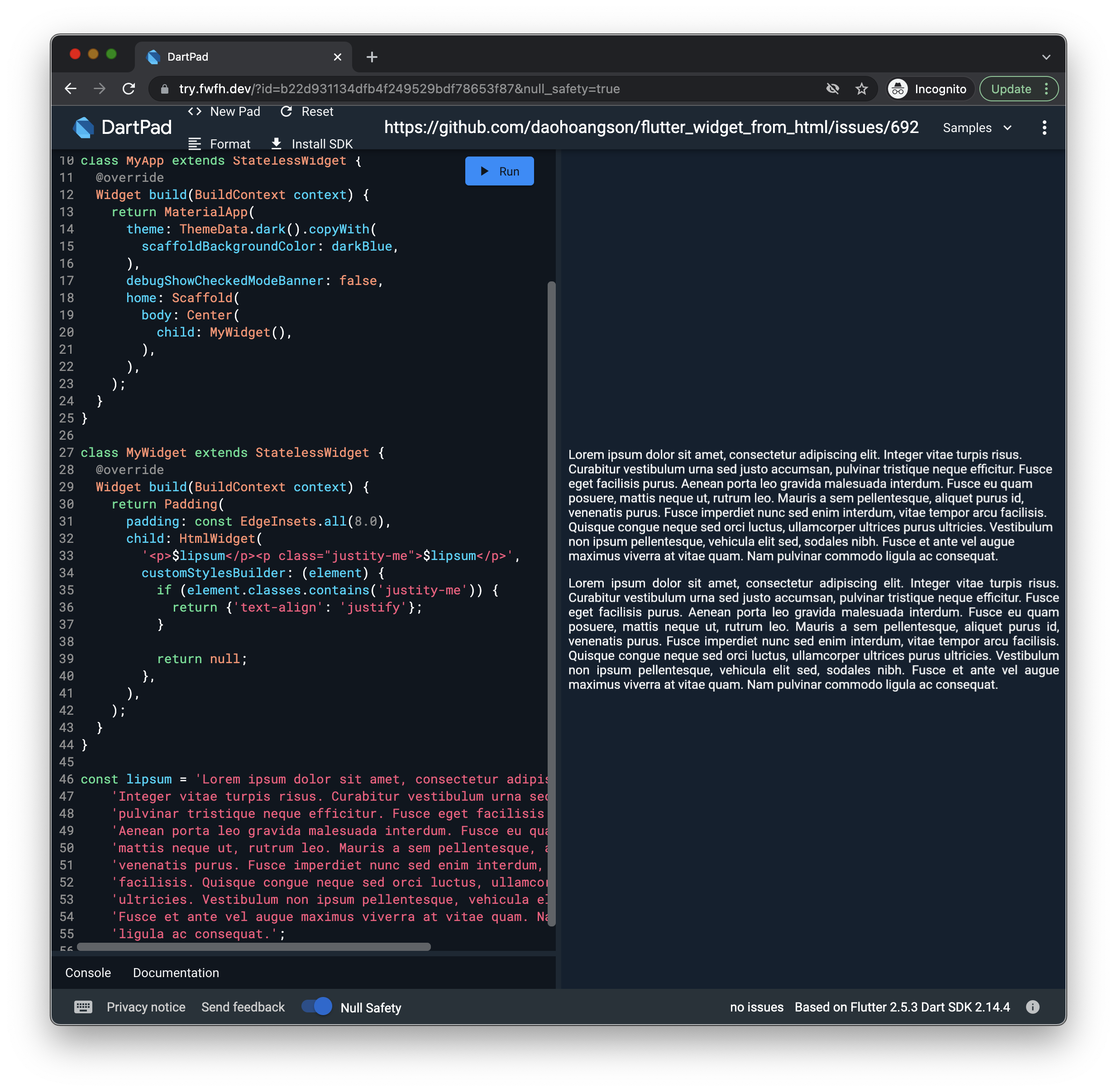 How I Can Use Textalign Textalignjustify · Issue 692 · Daohoangsonflutterwidgetfromhtml