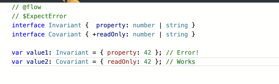 Covariant (read-only) properties on interfaces not working · Issue #8652 · facebook/flow · GitHub