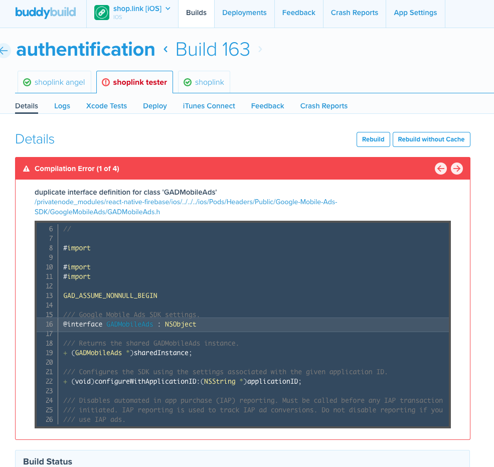 [v2] Duplicate Definitions .../GoogleMobileAds/GADMobileAds.h · Issue #189 · invertase/react ...