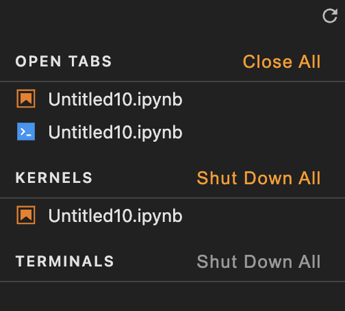Jupyterlab Running Panel Display Kernels Only Once Per Instance And Show List Of Connected