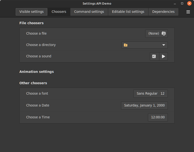 Settings of type "tween" and "effect" appear in settings-example extension and remain valid ...