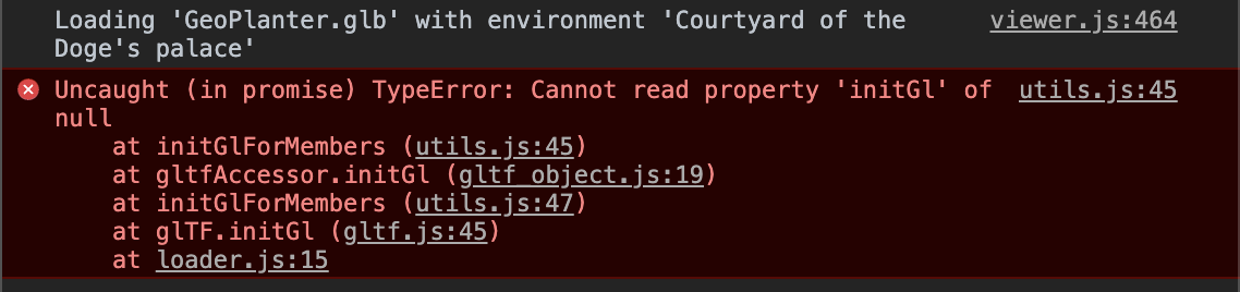 Possibly recoverable error when loading 3D Commerce sample model ...