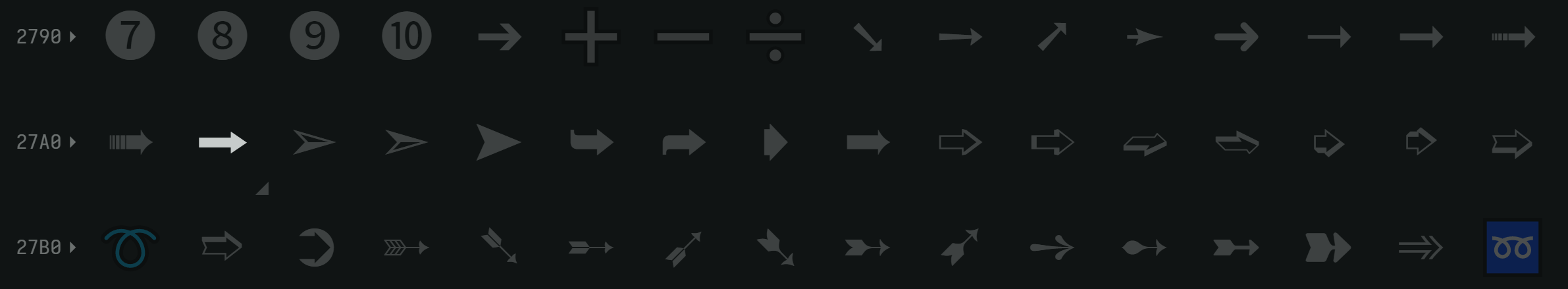 Black Rightwards Arrow · Issue #792 · be5invis/Iosevka · GitHub