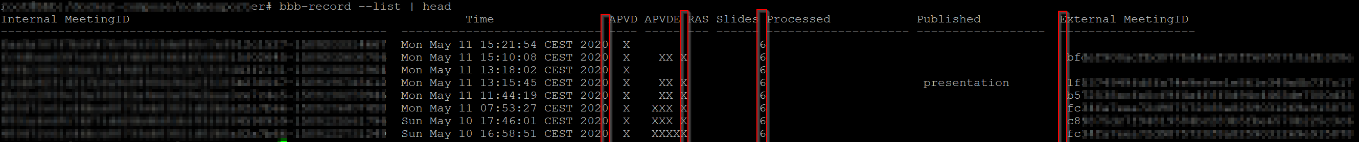 bbb-record --watch table output is misaligned · Issue #9496 · bigbluebutton/bigbluebutton · GitHub