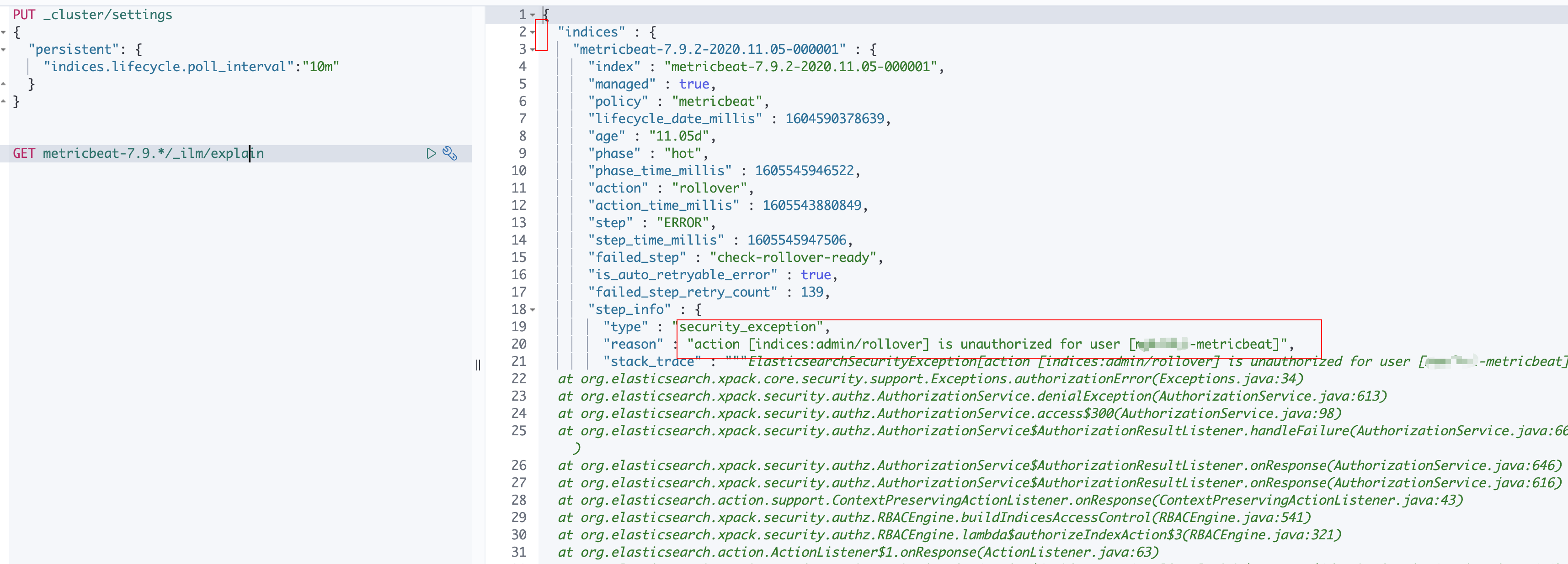 Security_exception: action [indices:admin/rollover] is unauthorized for user · Issue #61453 ...