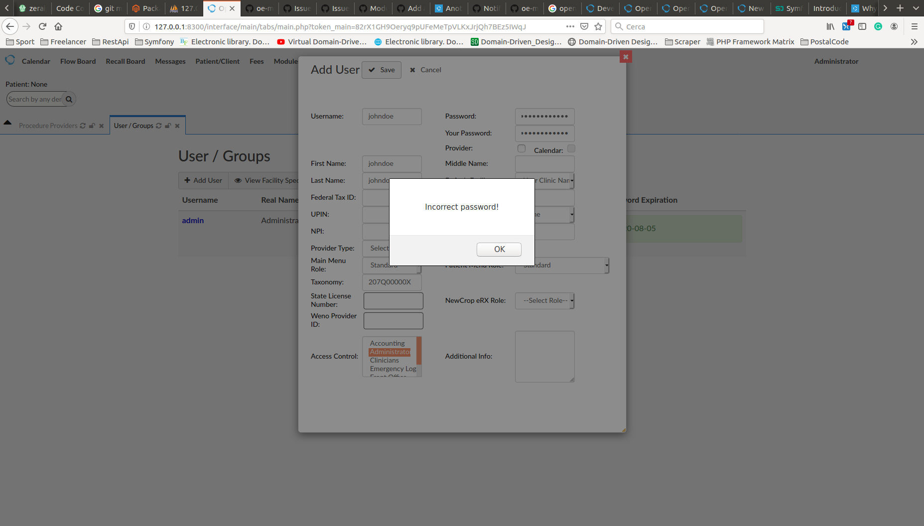 Problem With Add User Capability · Issue 2913 · Openemr Openemr · Github