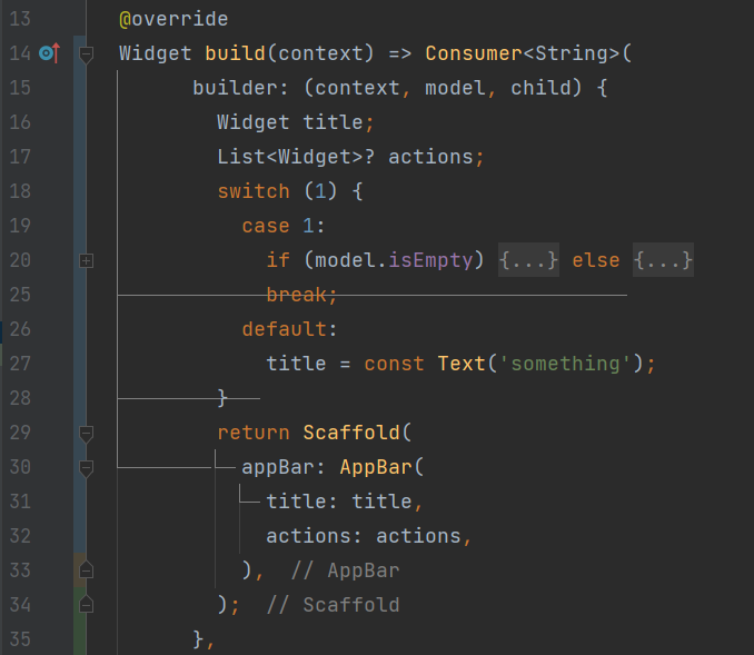 Widget property lines are incorrect on folding · Issue #6123 · flutter/flutter-intellij · GitHub