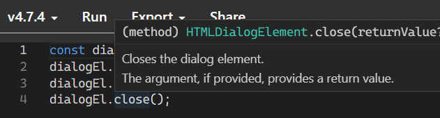 HTMLDialogElement should have methods `show`, `showModal` and `close ...