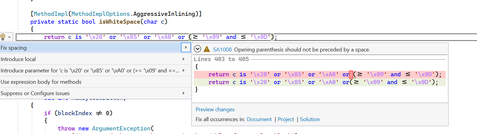Incorrect SA1008 with pattern matching tuple · Issue #3556 · DotNetAnalyzers/StyleCopAnalyzers ...