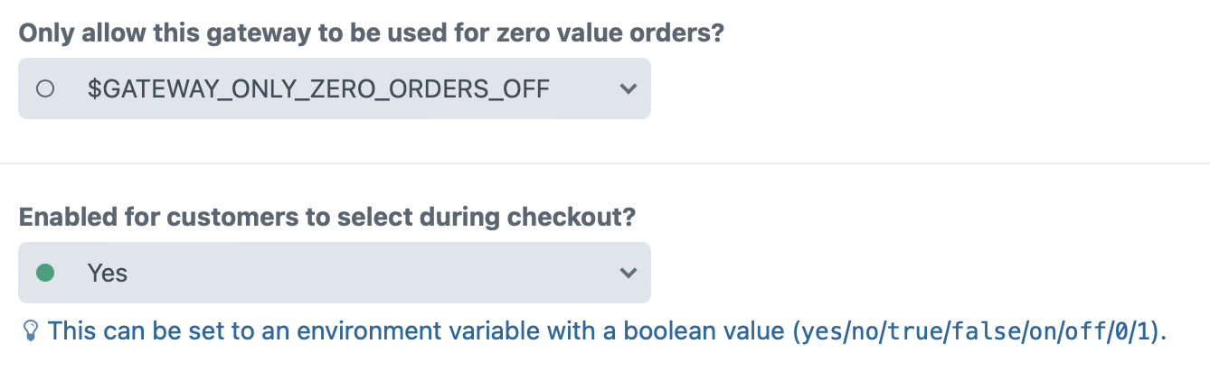 [4.x]: Environment variable for 'Enabled for customers to select during checkout' does not save ...